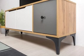 Casarredo - Komfort nábytek Televizní stolek DRILL dub zlatý/šedá/bílá