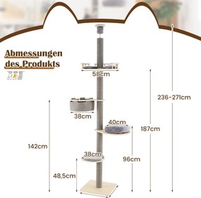 Costway Škrabadlo od podlahy ke stropu s 236-271 cm nastavitelnou výškou