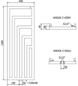 Mexen Alaska designový radiátor 1216 x 440 mm, 549 W, Černá - W205-1216-440-00-70