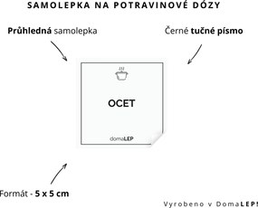 OCET - omyvatelná samolepka na dózu, výběr rozměrů Ø 5 cm / 5 x 5 cm / 6 x 8 cm | DomaLEP tvar: KOLEČKO, barva: PRŮHLEDNÁ - ČERNÉ písmo, velikost: Ø 5 cm - tučné písmo