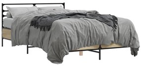 Rám postele dub sonoma 120 x 200 cm kompozitní dřevo a kov