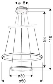 Zlaté závěsné LED svítidlo Lune kulaté 50cm 40W  - Candellux