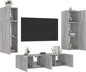 vidaXL 6dílná obývací stěna s LED osvětlením kompozitní dřevo [3216836] Barva: šedá sonoma