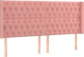 Box spring postel s matrací a LED růžová 200x200 cm samet 3139768