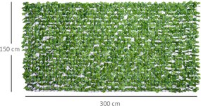 Outsunny Umělý živý plot Soukromí Živý plot Terasa Nástěnná dekorace Nástěnná dekorace Světle zelená 300 x 150 cm | Aosom