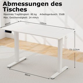 Costway Stůl s nastavitelnou výškou Elektrický stojící Rustikální – 120 × 60 cm