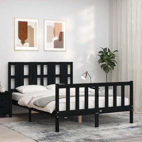 vidaXL Rám postele s čelem 120 x 200 cm masivní dřevo [3192229] Barva: Černá