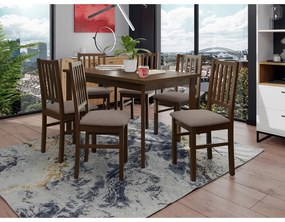 Rozkládací jídelní stůl se 6 židlemi AL15, Barva dřeva: ořech-L, Potah: Zetta 297