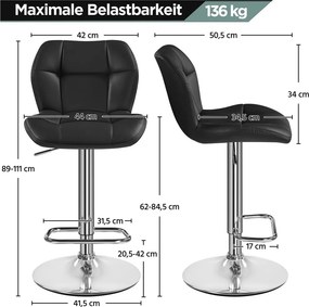 Barová židle Yaheetech – černá (257063794840)