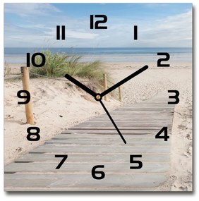 Wallmuralia Skleněné nástěnné hodiny čtverec Pláž 30x30 cm