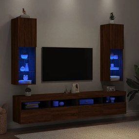 TV skříňky s LED osvětlením 2 ks hnědý dub 30,5 x 30 x 102 cm - Default Title