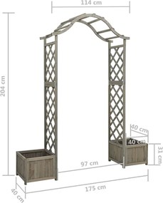 Zahradní pergola s truhlíky šedá masivní jedle 316392