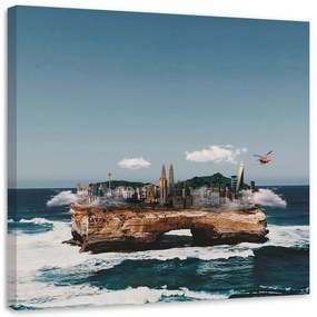 Gario Obraz na plátně Město na břehu oceánu - Zehem Chong Rozměry: 30 x 30 cm