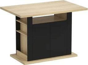 HOMCOM jídelní stůl, kuchyňský ostrůvek s velkou pracovní plochou pro 4-6 osob, skříňka se 4 dveřmi, 110 x 70 x 75,5 cm, černá