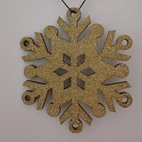 Vánoční ozdoba vločka III, pr. 40 cm, zlatá, překližka, venkovní