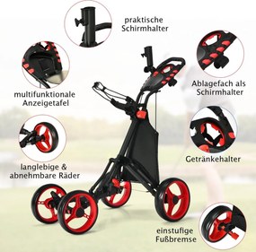 Costway Golfový vozík se 4 koly Golfový vozík Golfový – červený