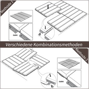 Outsunny plastová dlažba na terasu, sada 9 kusů 30 x 30 cm, protiskluzový design s instalací na sponu, dlažba pro vnitřní i venkovní použití, hnědá |…