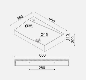 design umyvadlo COLOSUM G6035 - 60cm