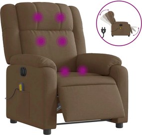 Elektrické masážní polohovací křeslo hnědé textil 3205194