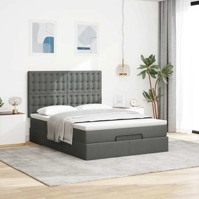 Osmanský rám postele s matrací tmavě šedá 140x190cm textil 3314170