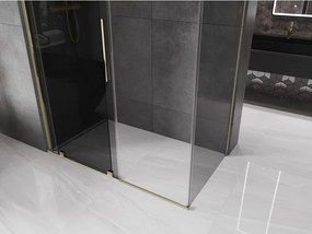 Mexen Velar, sprchový kout s posuvnými dveřmi 150 x 70 cm, 8mm šedé sklo, zlatá lesklá, 871-150-070-41-50