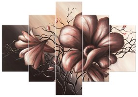 Gario Ručně malovaný obraz Jemné jiřiny - 5 dílný Rozměry: 150 x 70 cm
