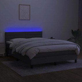 Box spring postel s matrací a LED tmavě šedá 140x200 cm textil 3133238
