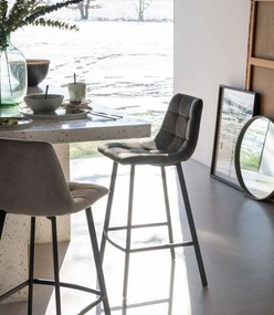 Šedá sametová barová židle Barstool Morgan Grey - 47*43*95cm
