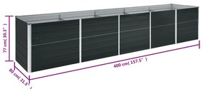 vidaXL Marketos Vyvýšený záhon pozinkovaná ocel 400 x 80 x 77 cm antracitový