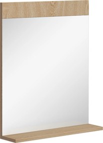 HOMCOM nástěnné koupelnové zrcadlo s otevřenou poličkou, zrcadlo pro předsíň, chodbu 50x12x60 cm, dub