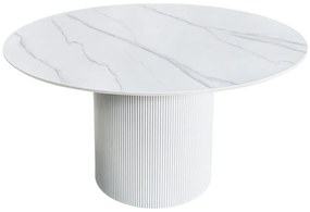 Invicta Bílý jídelní stůl UNIQUE ø120 cm bílý mramor 46383
