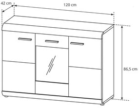 Obývací stěna LINK s | 3 díly | sestava E | 338 cm | sonoma