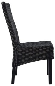 Jídelní židle 6 ks černé ratan kubu a mangovníkové dřevo - Default Title