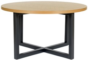 Dubový rýhovaný kulatý konferenční stolek Woodman Camden s březovou podnoží 80 cm
