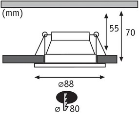 Paulmann 94871 LED Cole, bodovka v černé úpravě, 1x6,5W LED 2700K tříkrokové stmívání, prům. 8,8cm, IP44
