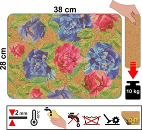 PokojovaDekorace.cz, Korkové prostírání s potiskem - 552, Květy, 28x38cm 1 ks