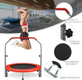 Costway Ø 101 cm skládací mini trampolína s výškově nastavitelným madlem fitness