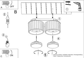 Stropní svítidlo Aura, 2x olivově zelené hliníkové stínítko, (6 cm)