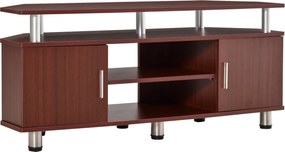 HOMCOM Klasická TV stojan do obývacího pokoje se 2 policemi a 2 skříňkami, MDF a nerezová ocel, hnědá, 120x39,5x52cm | Aosom