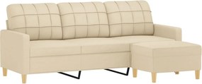 3místná pohovka s podnožkou krémová 180 cm textil 3201003