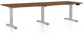 Výškově nastavitelný stůl OfficeTech Long, 240 x 80 cm, šedá podnož, dub silverjack