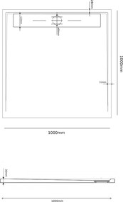 Gamma Erga Almac, SMC sprchová vanička 100 x 100 x 3 cm, bílá, ERG-GMA-AL-100100