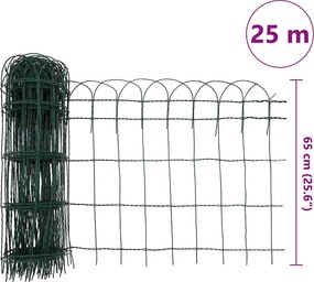 Zahradní plot práškované železo 25 x 0,65 m 141074
