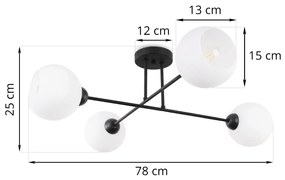 Stropní svítidlo Eliza, 4x bílé skleněné stínítko, B
