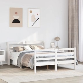 Rám postele s čelem bílý 135 x 190 cm masivní borovice 3306675