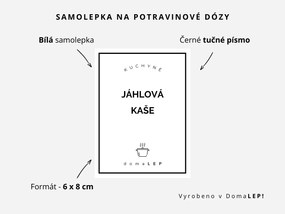 JÁHLOVÁ KAŠE - omyvatelná samolepka na dózu, výběr rozměrů Ø 5 cm / 5 x 5 cm / 6 x 8 cm | DomaLEP tvar: OBDÉLNÍK, barva: BÍLÁ - ČERNÉ písmo, velikost: š. 6 cm x v. 8 cm - tučné písmo