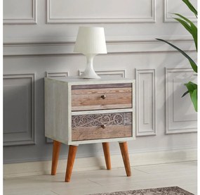 Asir Noční stolek MALMO 55x40 cm bílá/hnědá 854KLN3303