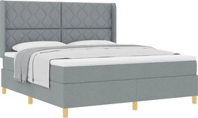 Postel s boxspringem s čelo Světle šedá 180 x 200 cm textil 3341910