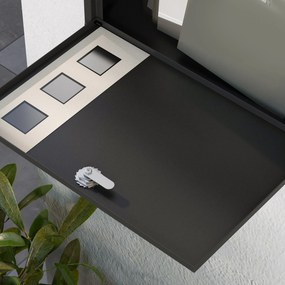 HOMCOM Poštovní schránka černá s přihrádkou na noviny, kovová s průhledem, vodoodpudivá, 2 klíče, 36.5x11.5x29cm | Aosom.de