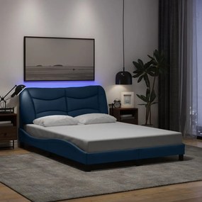 Rám postele s LED bez matrace Hvar Modrá 140x190 cm Látka 3213703